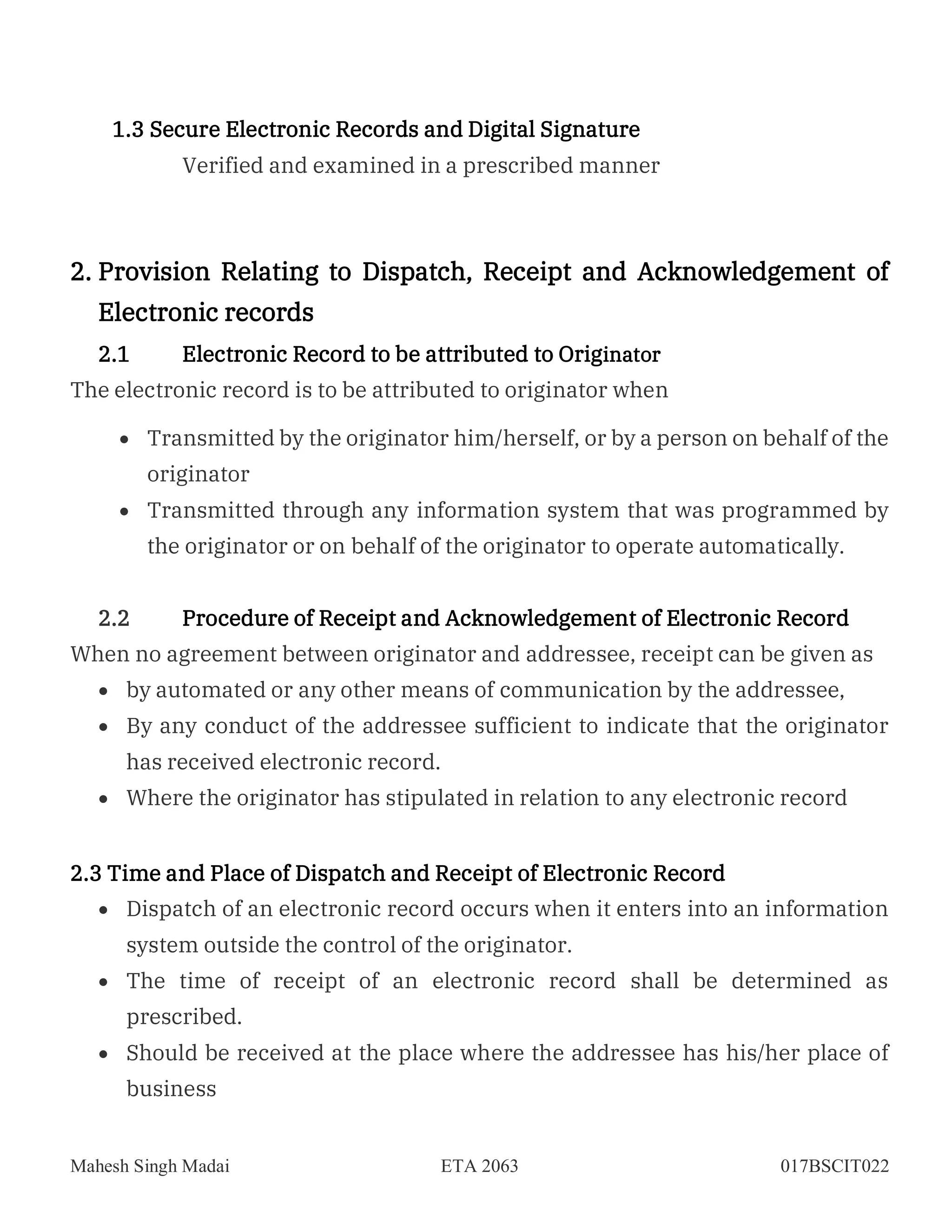 Electronic Transaction Act-2063[summary] | PDF