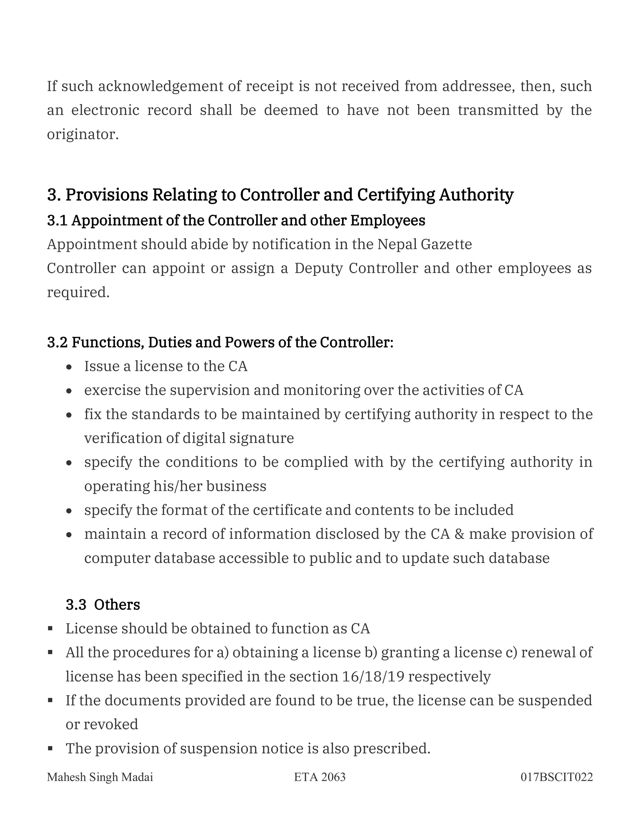 Electronic Transaction Act-2063[summary] | PDF
