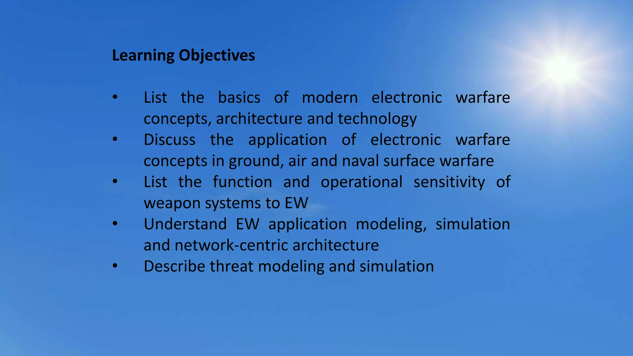 Electronic Warfare Threat Modeling and Simulation Training | PPTX