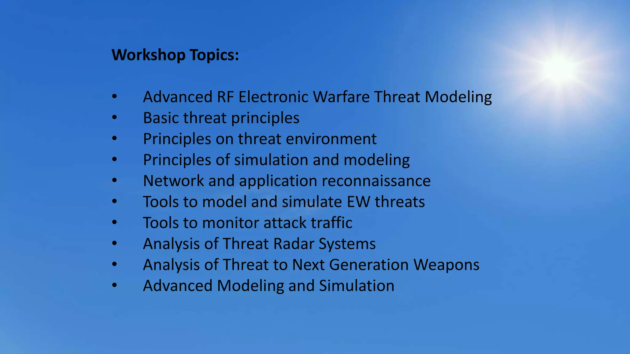 Electronic Warfare Threat Modeling and Simulation Training | PPTX