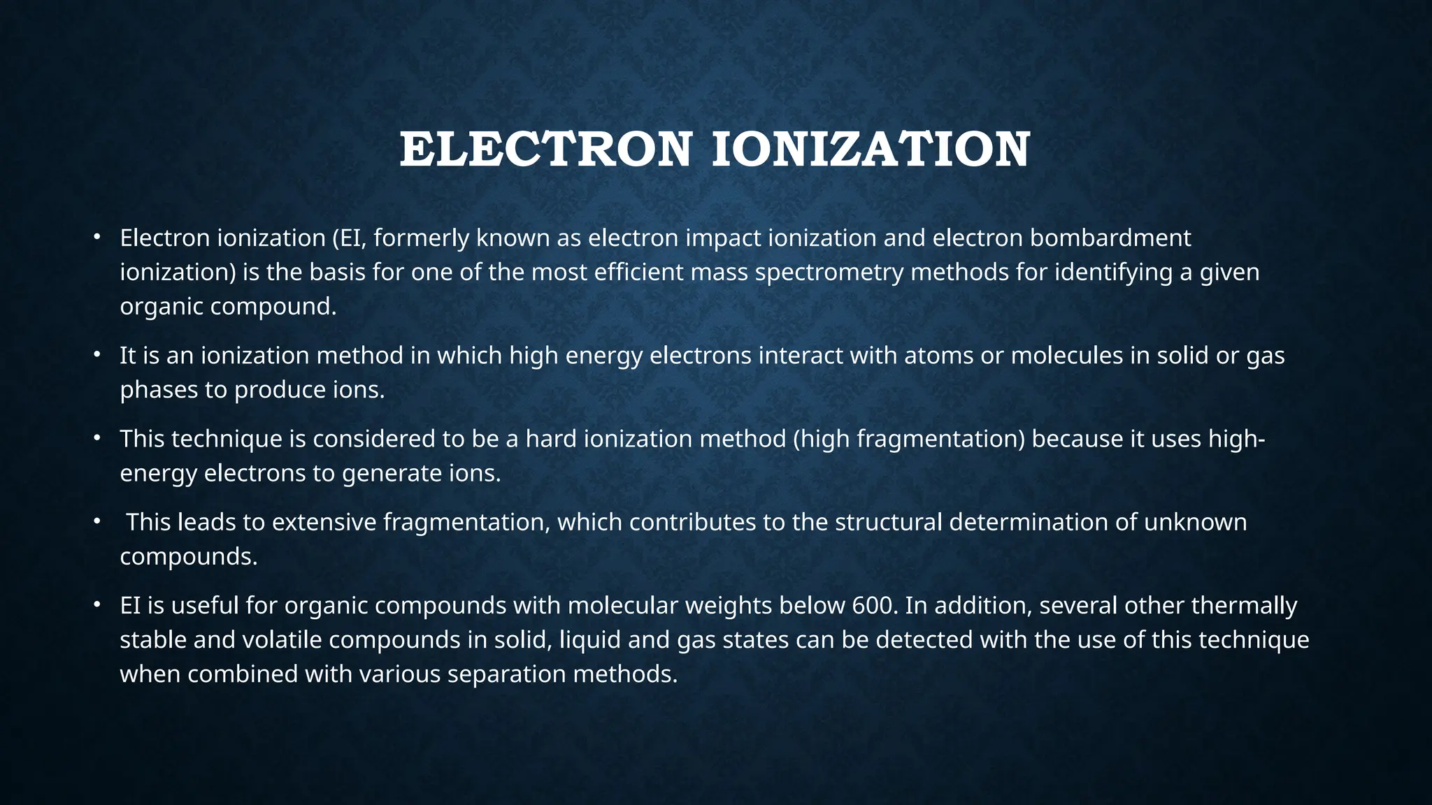 ELECTRON IONIZTION IN MASS SPECTROSCOPY.PPT