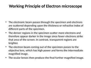 electronmicroscope principle construction working & types | PPTX