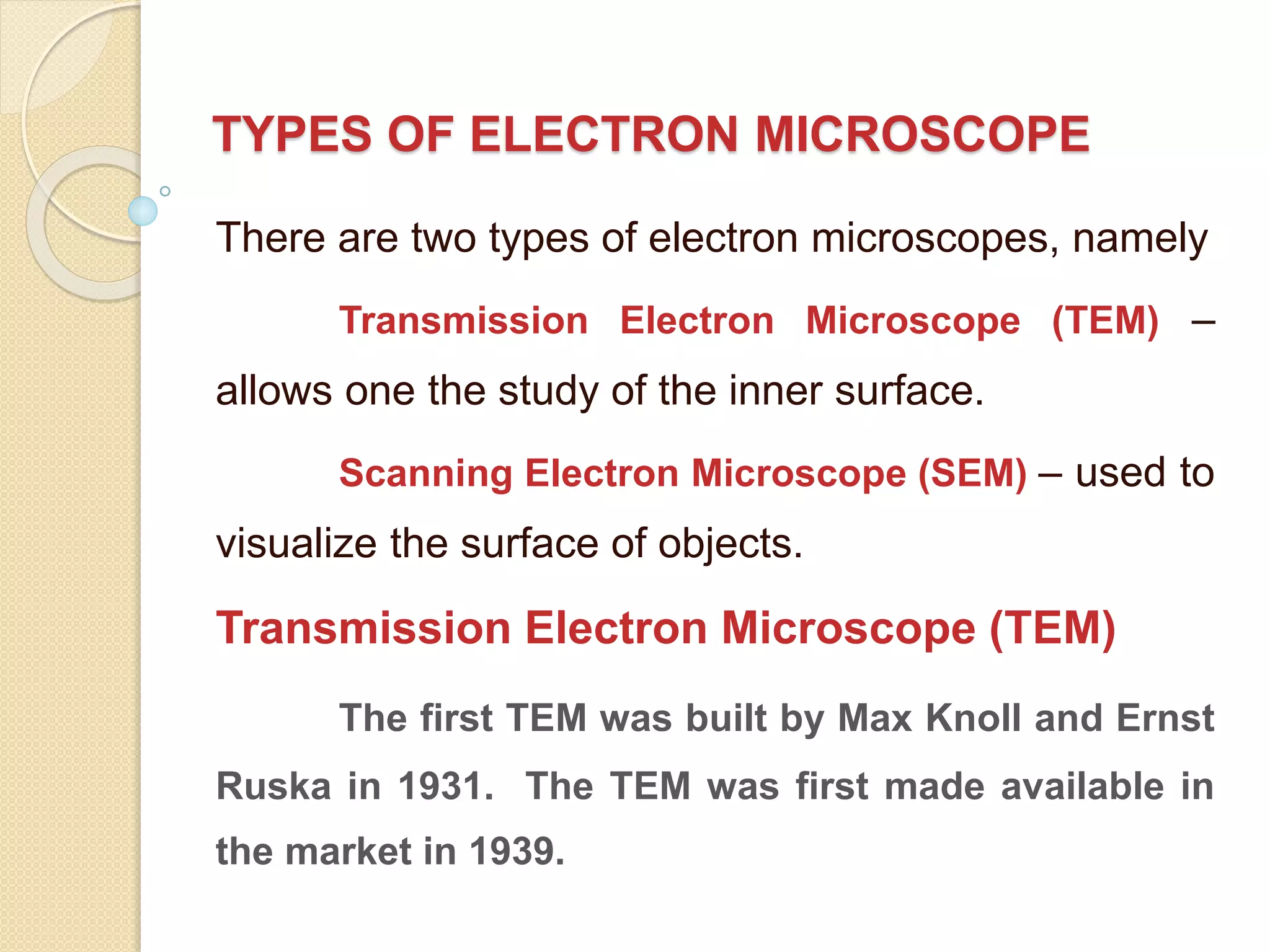 Electron microscope ppt | PPTX