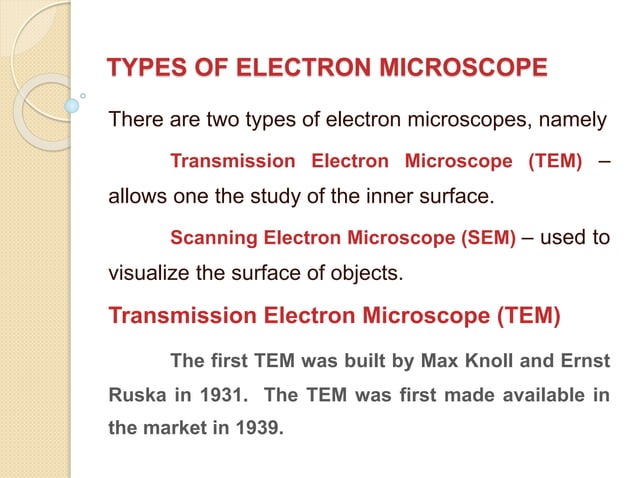 Electron microscope ppt | PPTX | Physics | Science