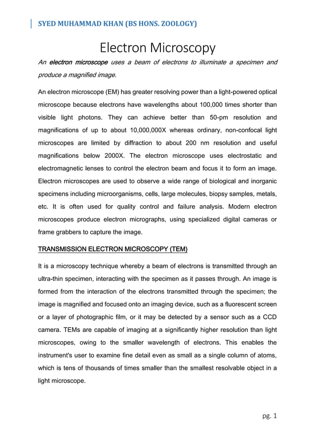 Electron Microscopy | PDF
