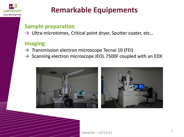 Electron microscopy dept - UNamur - Lab'insight Biomedical imaging ...