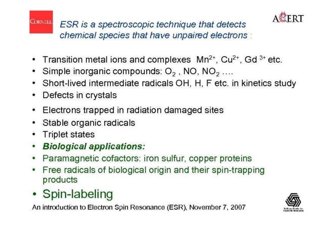 Electron paramagnetic resonance(epr) spectroscopy | PPTX | Physics | Science