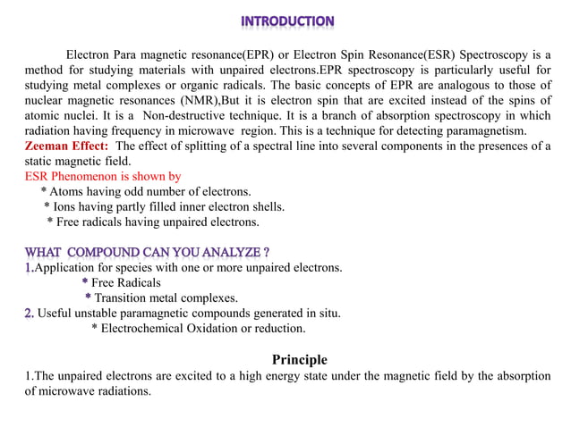 Electron paramagnetic resonance(epr) spectroscopy | PPTX | Physics ...