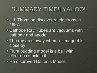 JJ Thomson: The Plum Pudding Model | PPT