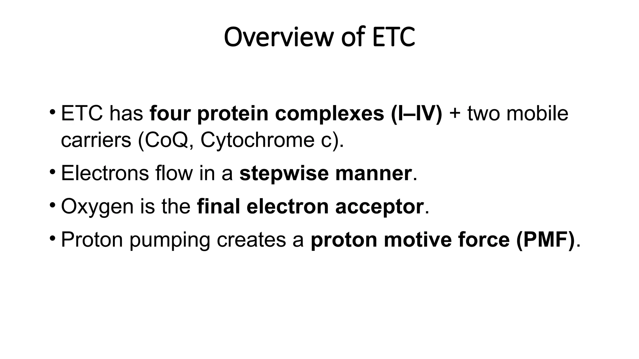 ELECTRON TRANSPORT CHAIN biochemistry med | PPTX