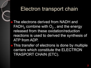 Electron transport chain and inhibitor of etc | PPTX