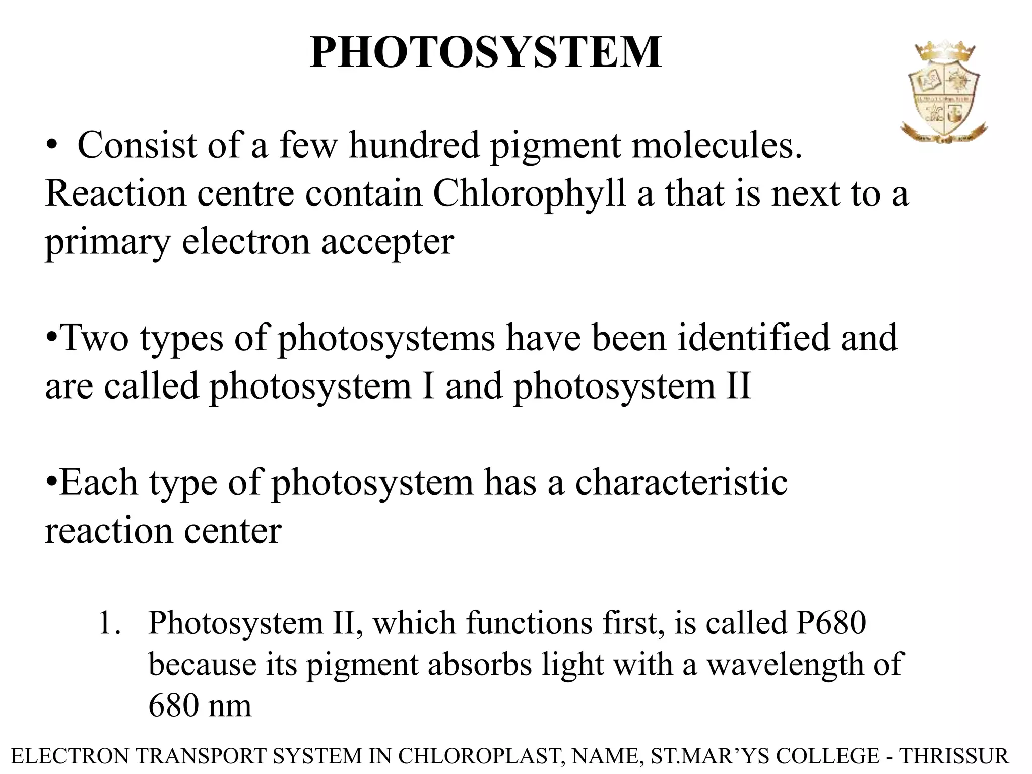 Electron transport system in chloroplast | PPTX