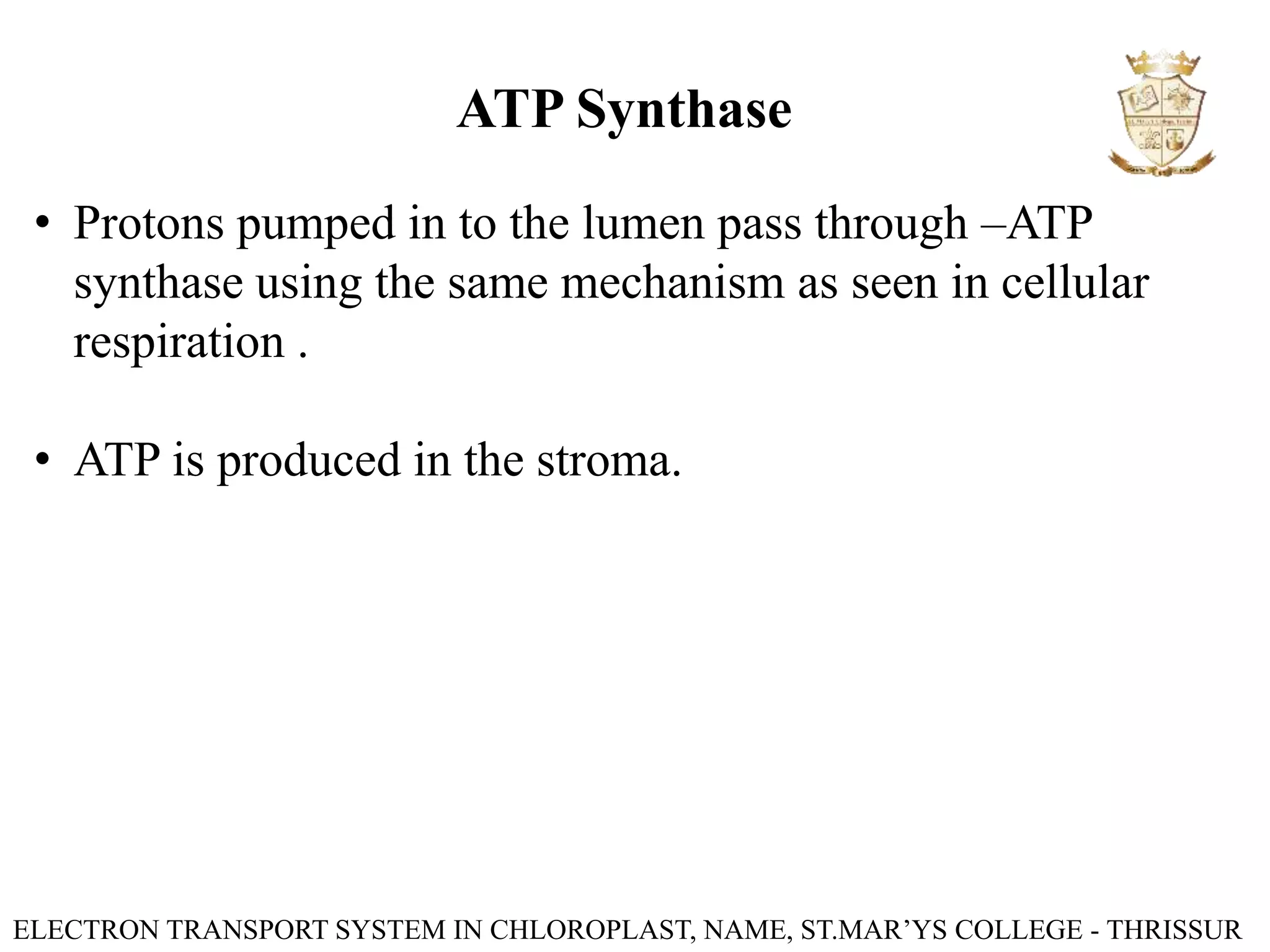 Electron transport system in chloroplast | PPTX