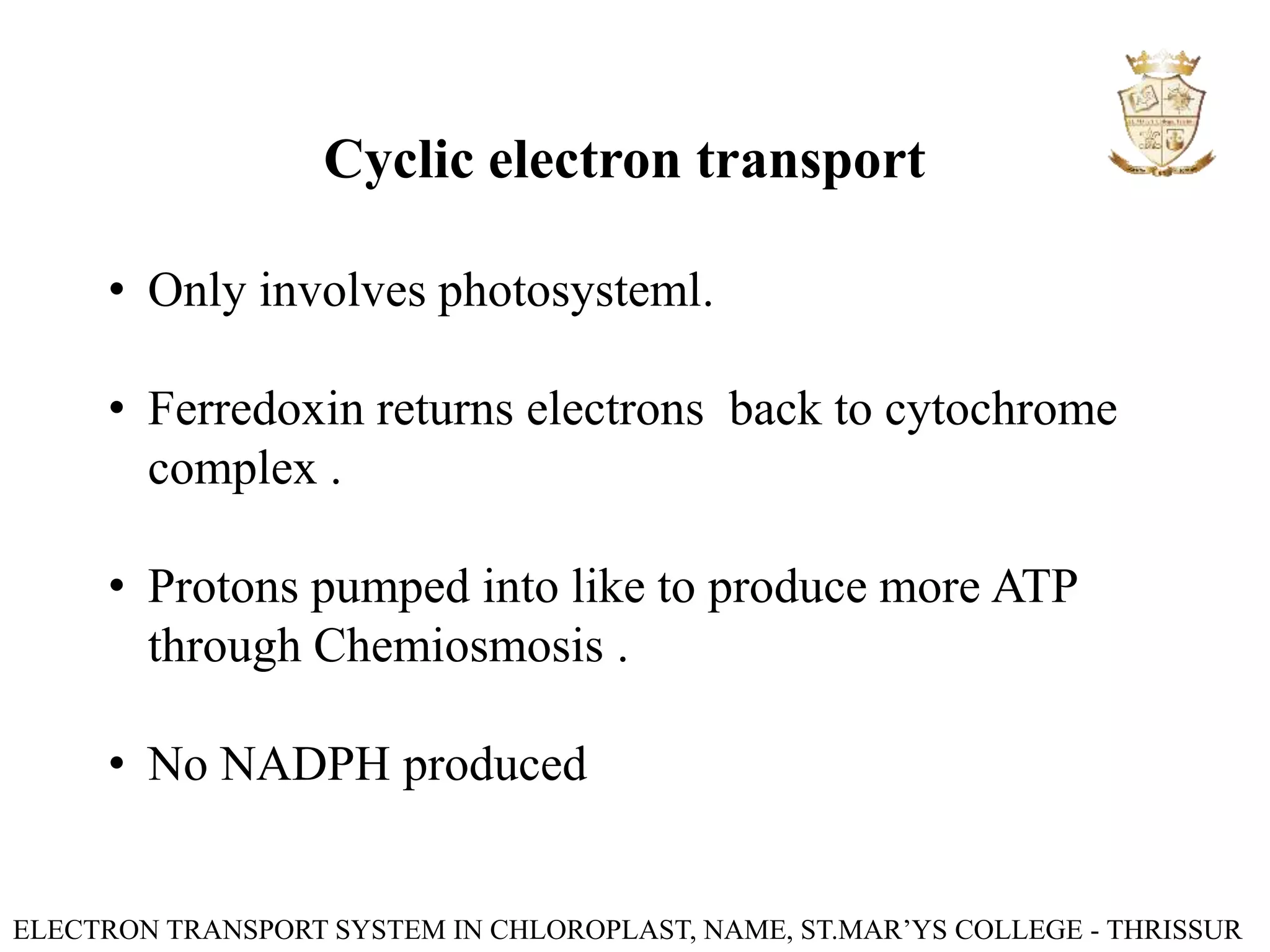 Electron transport system in chloroplast | PPTX
