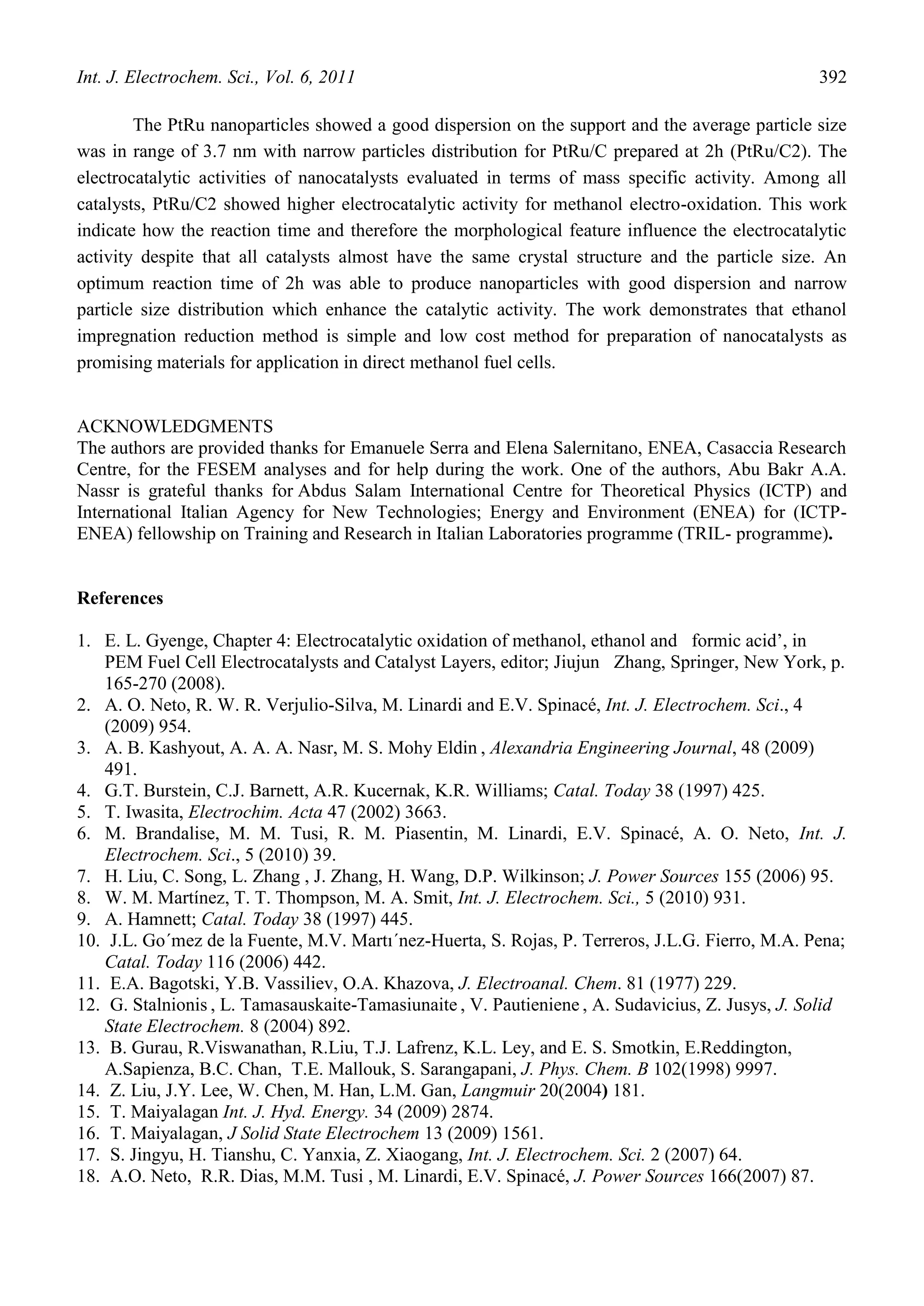 Electrooxidation of methanol on carbon supported pt ru nanocatalysts ...