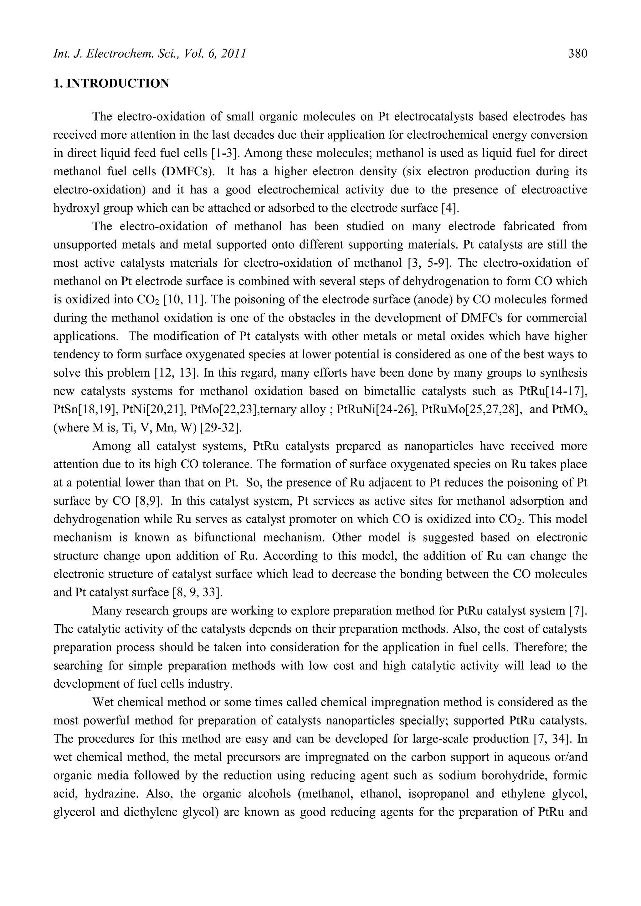 Electrooxidation Of Methanol On Carbon Supported Pt Ru Nanocatalysts Prepared By Ethanol