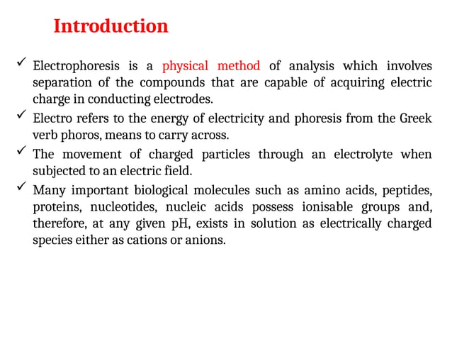 Electrophoresis. separation of proteins ppt | PPTX | Chemistry | Science