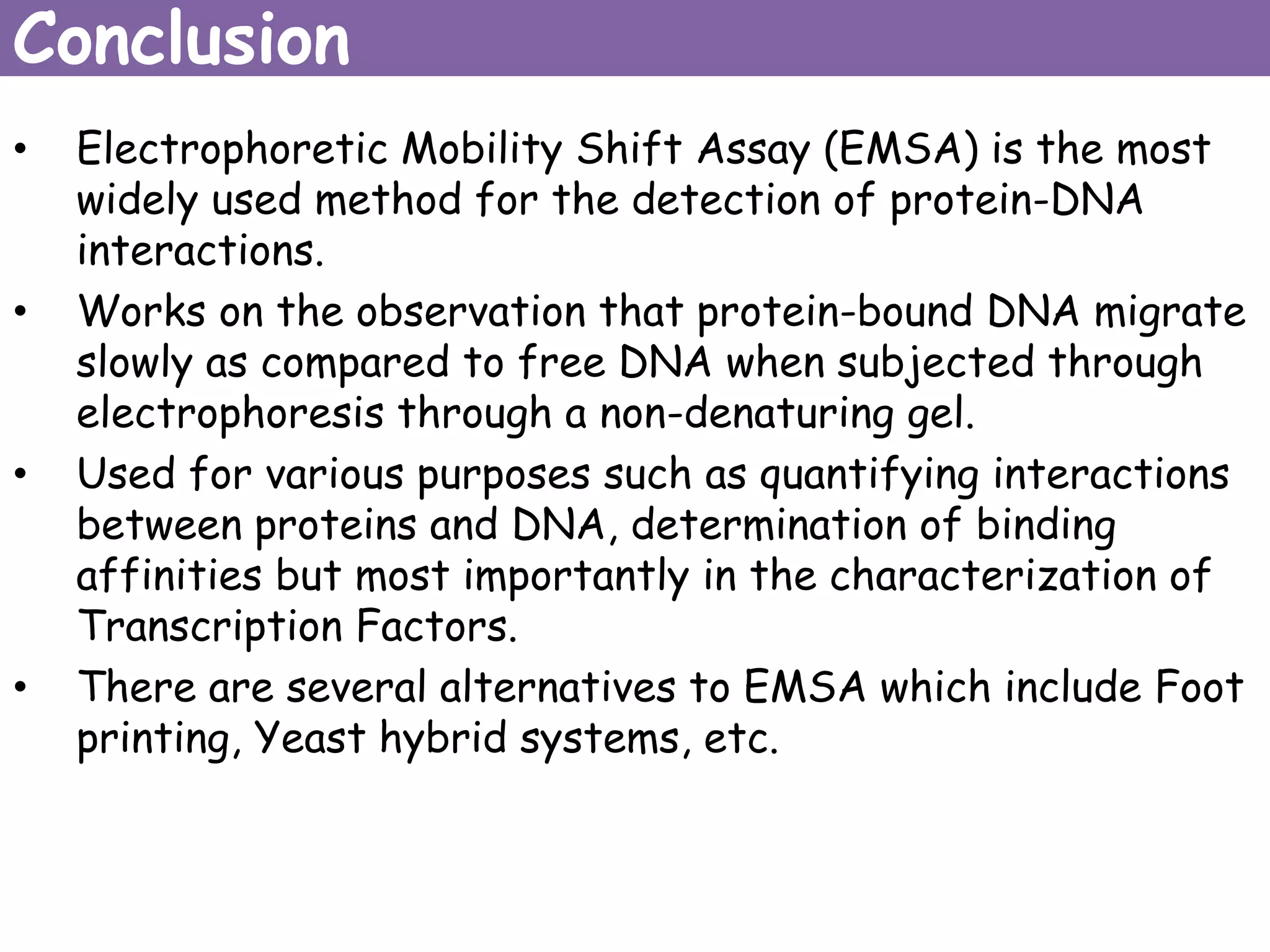 ''Electrophoretic Mobility Shift Assay'' by KATE, Wisdom Deebeke | PPTX
