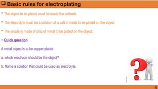 Electroplating and electrolysis: more insights of redox reactions | PPTX