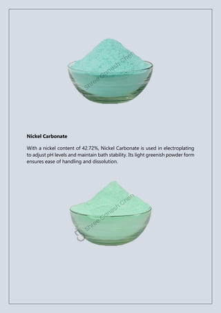 Electroplating Chemicals, Specialty Chemicals, Metallic Salts. | PDF