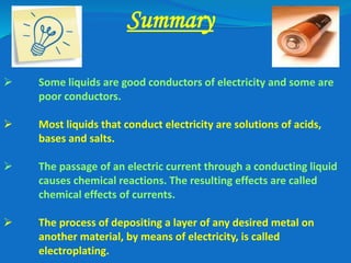 Electroplating & conductivity of liquid | PPT