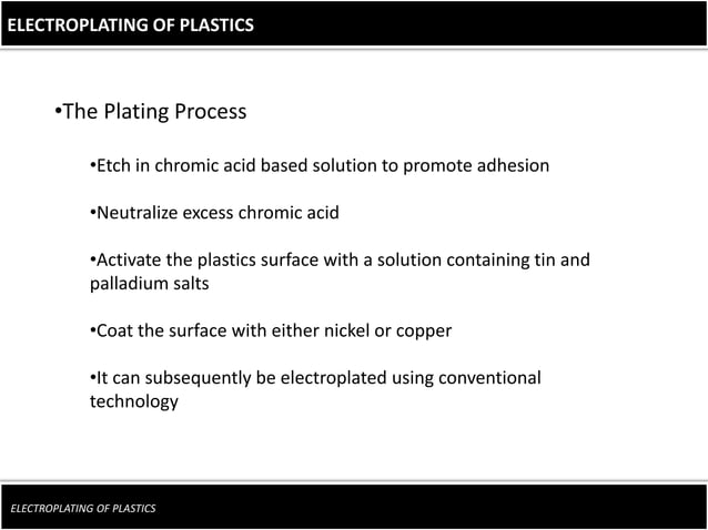 Electroplating of plastics (Dickshon m Gange.pptx | Chemistry | Science