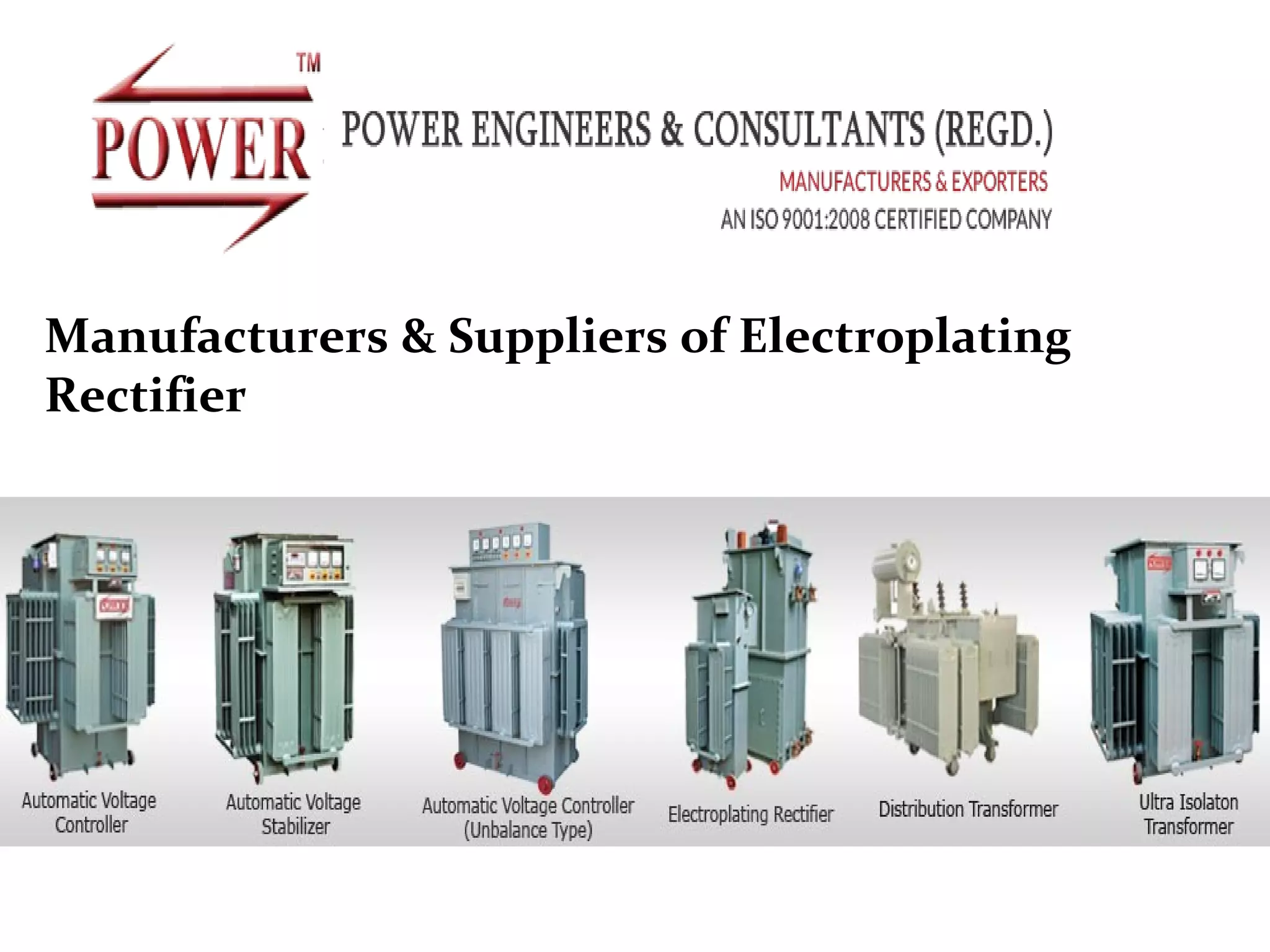 Electroplating Rectifier Manufacturers, suppliers India | PPT