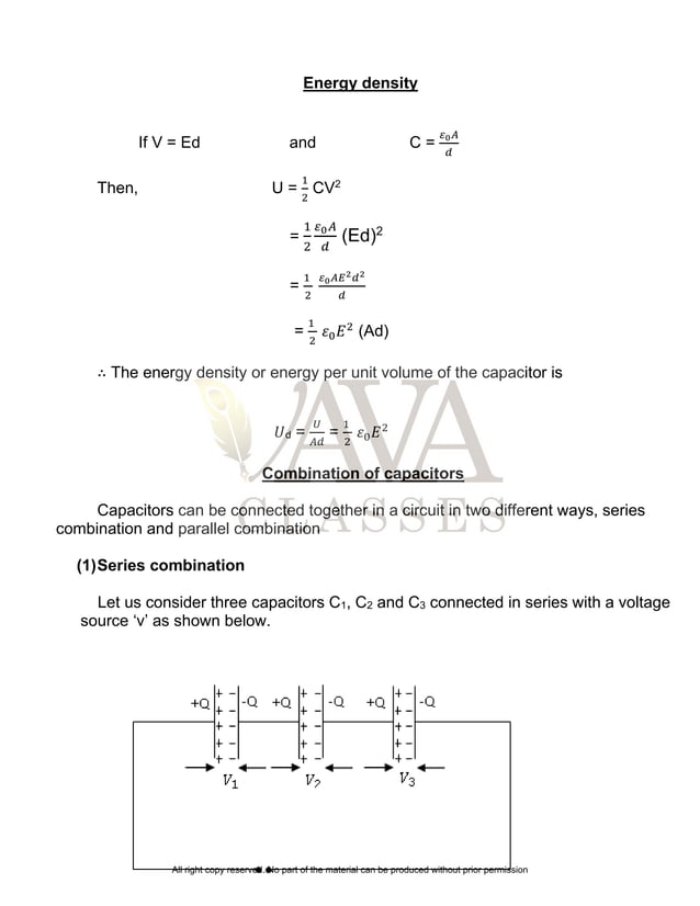 ELECTROSTAT ELECTROSTATIC POTENTIAL AND CAPACITANCE Class 12 Study material in pdf | PDF ...