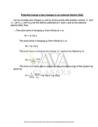 ELECTROSTAT ELECTROSTATIC POTENTIAL AND CAPACITANCE Class 12 Study ...