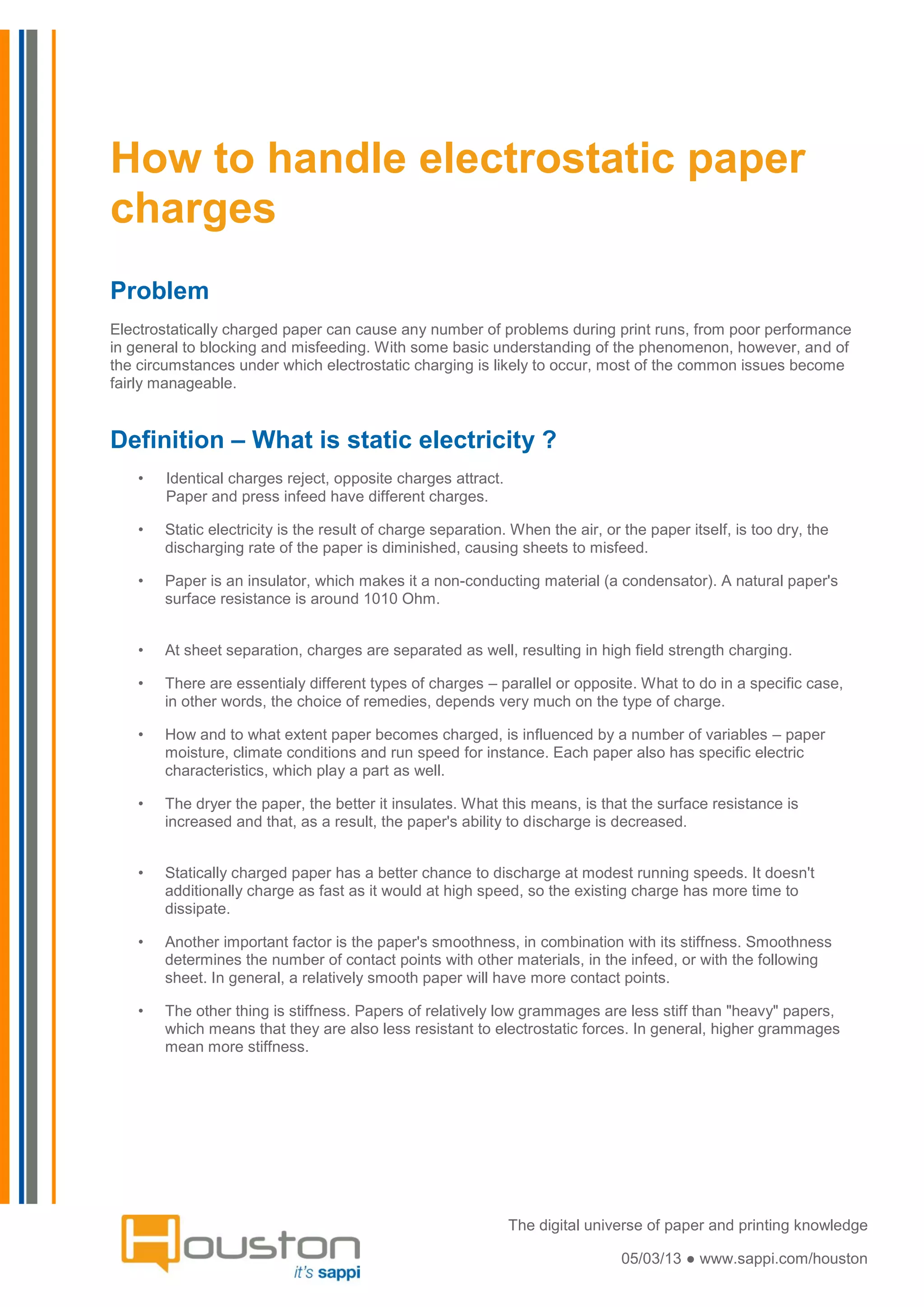 Electrostatic paper charges | PDF