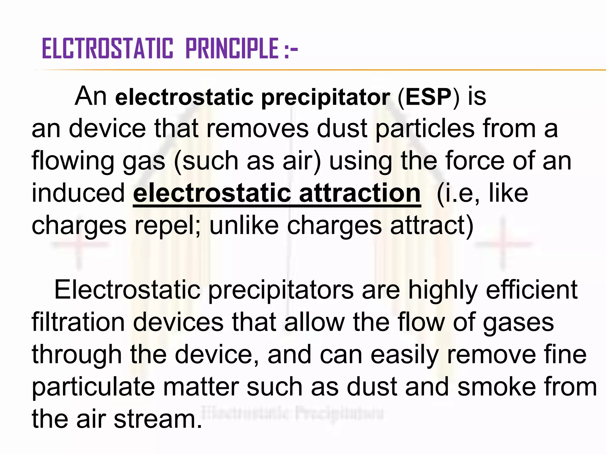 Electrostatic Precipitator Esp Working Function Ppt