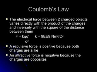 Electrostatics | PPT | Chemistry | Science