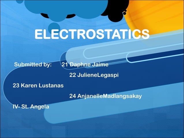 Electrostatics | PPTX | Chemistry | Science