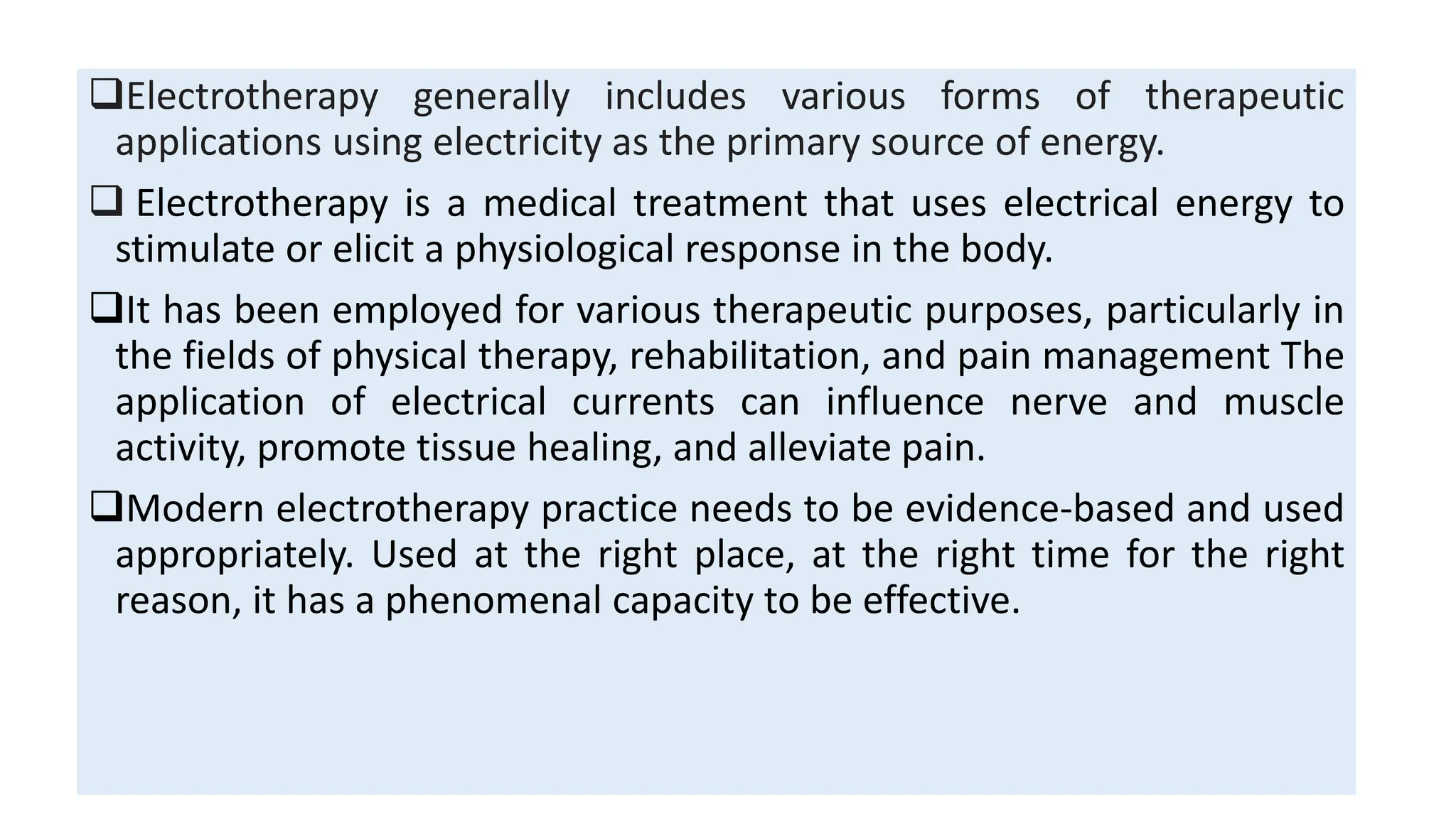Introduction to Electrotherapy in Physiotherapy Profession | PPTX