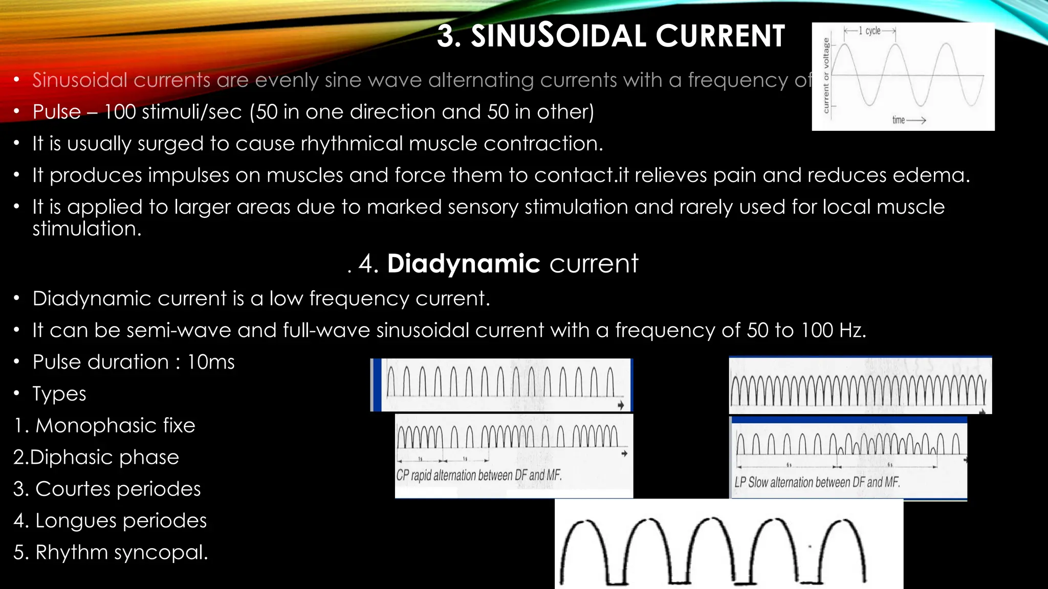 electrotherapy currents for physiotherapy motalities | PPTX