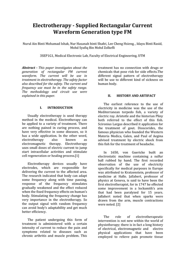 Electrotherapy supplied rectangular current waveform generation type fm | PDF | Dance and ...