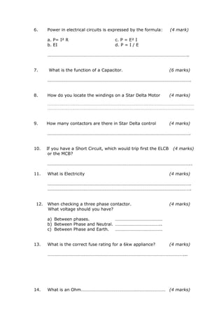 Ele exam part i sep 2006 | PDF
