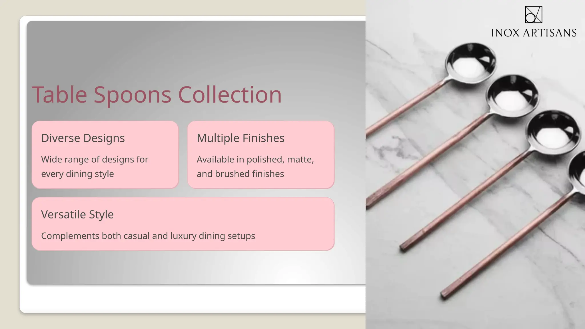 Elegant Table Spoons by Inox Artisans Where Craft Meets Function | PPTX