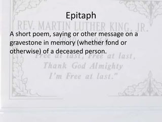 Elegy and epitaph | PPT