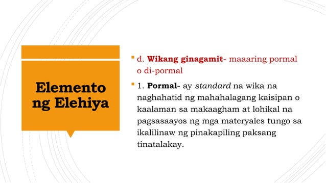 ELEHIYA, Kahulugan at mga Elemento 9 nito | PPTX