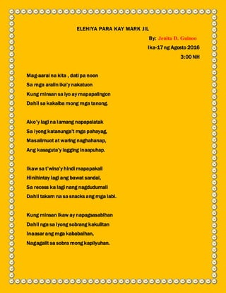 Elehiya para kay mark jil | DOCX