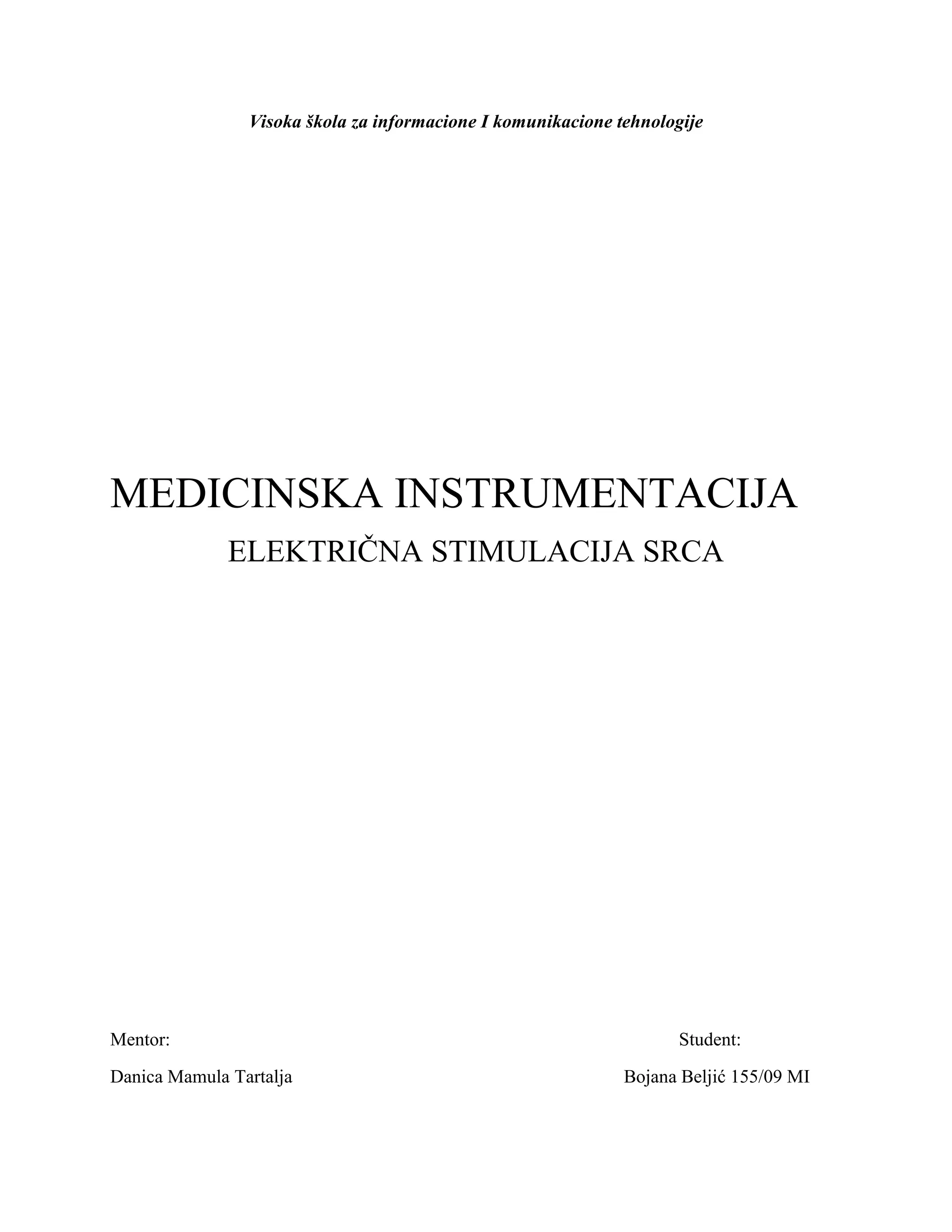 Elektricna stimulacija srca | DOCX