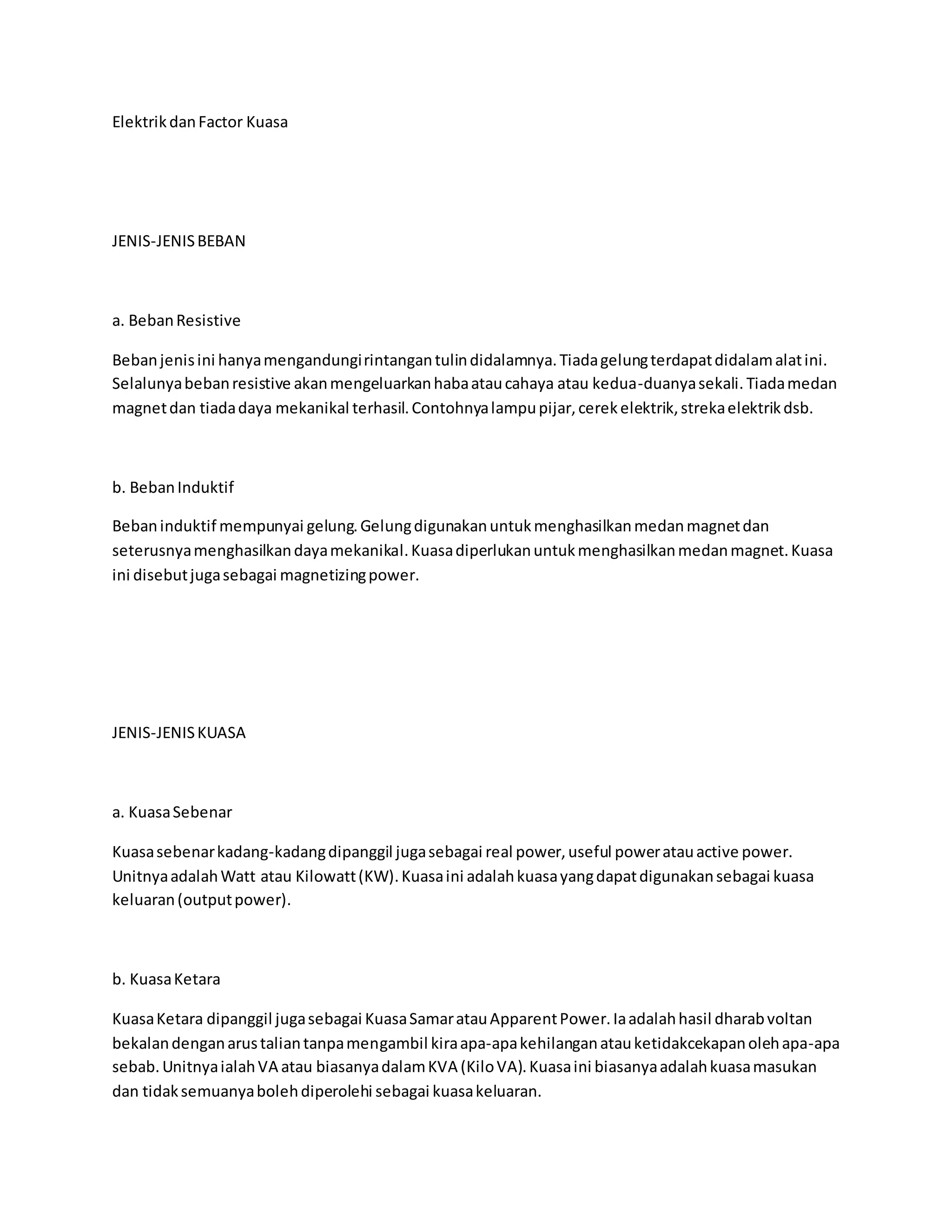 Elektrik dan factor kuasa | DOCX