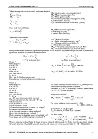 Elektrik motorlarına yol verme ve frenleme ders notum – Mehmet Tosuner – www.kumanda.org