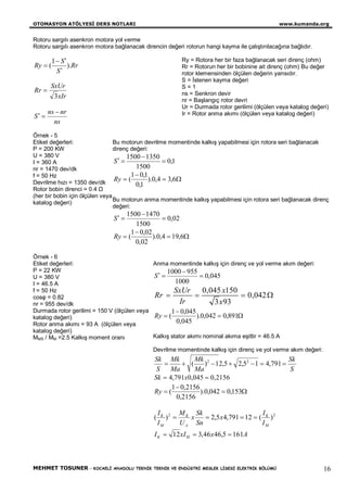 Elektrik motorlarına yol verme ve frenleme ders notum – Mehmet Tosuner – www.kumanda.org