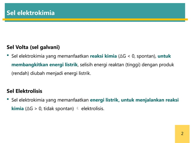 Materi PPT Elektrokimia - sel elektrokimia | PPTX