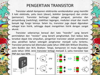 Elektronika digital dioda, resistor, & transistor | PPTX
