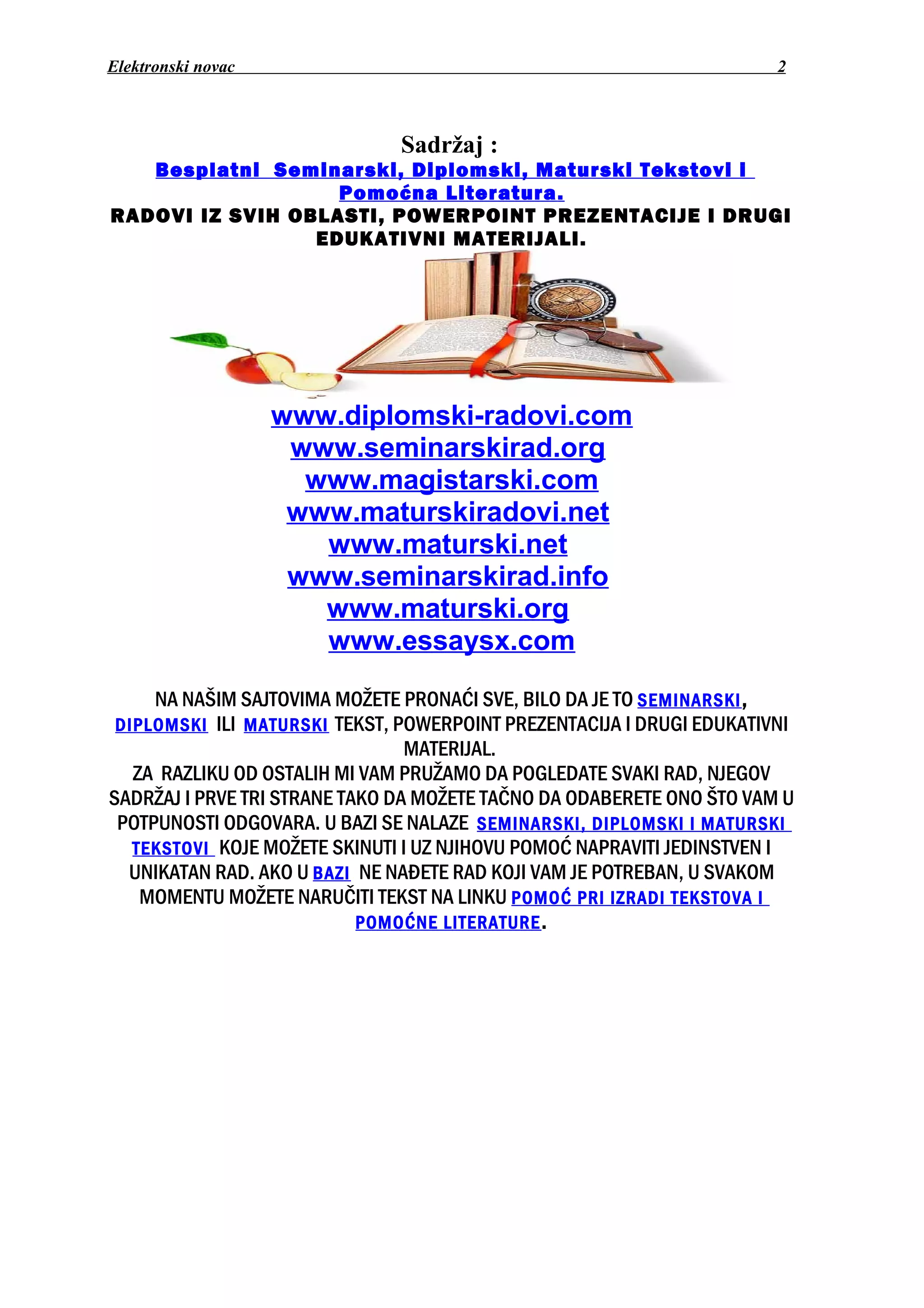 Elektronski novac sablon | DOC