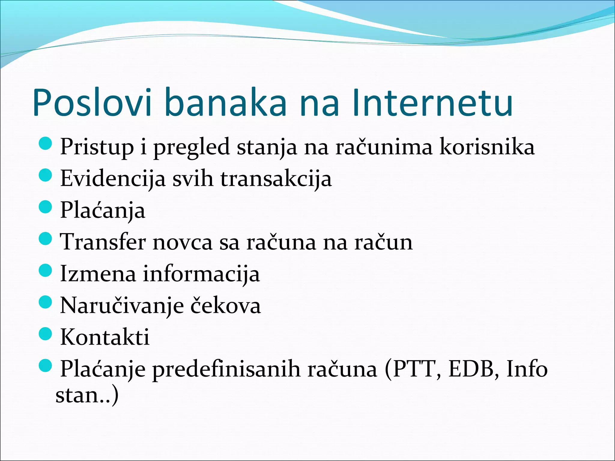 Elektronsko bankarstvo | PPT