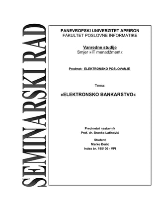 Elektronsko bankarstvo1 | PDF